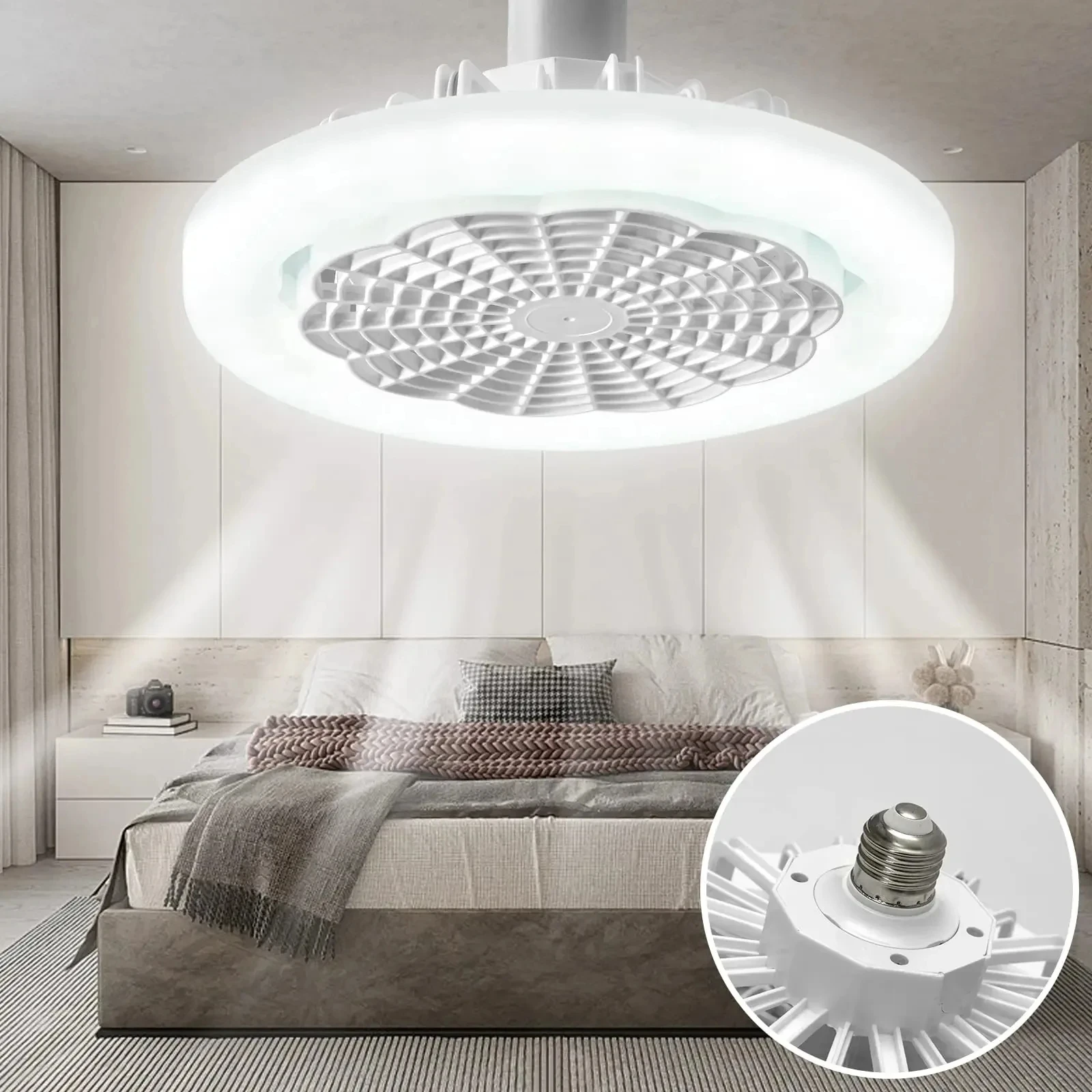 E27-Ceiling-Fan-with-Remote-Control-and-3-speed-AC85-265V-Lighting ...