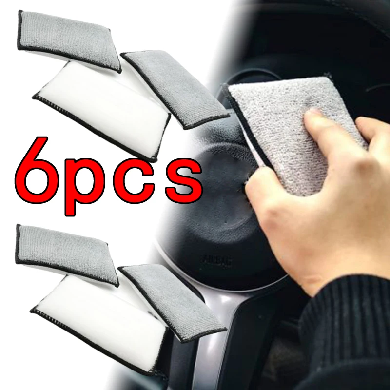 6pcs-Car-Interior-Wash-Pad-Soft-Absorbent-Detailing-Bristle-Cleaning-No ...