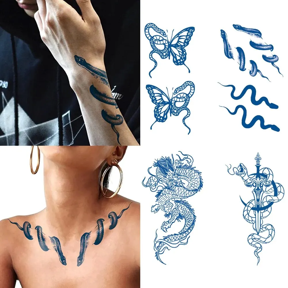 4pcs-Clavicle-Snake-Juice-Ink-Lasting-Waterproof-Temporary-Tattoo ...