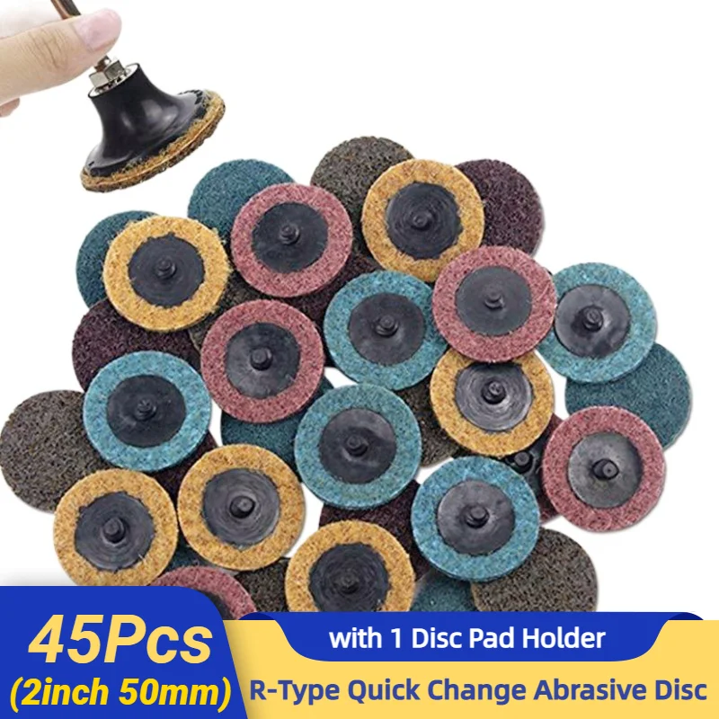 15/30/45pcs 2" 50mm Abrasive Sanding Discs Roll Lock Surface ...
