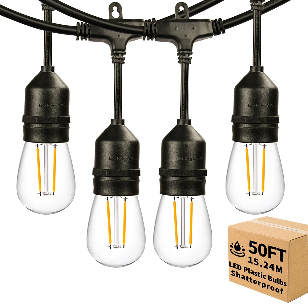 LED-String-Light-48FT-15Bulbs-IP65-Waterproof-Patio-Outdoor-Decoration ...