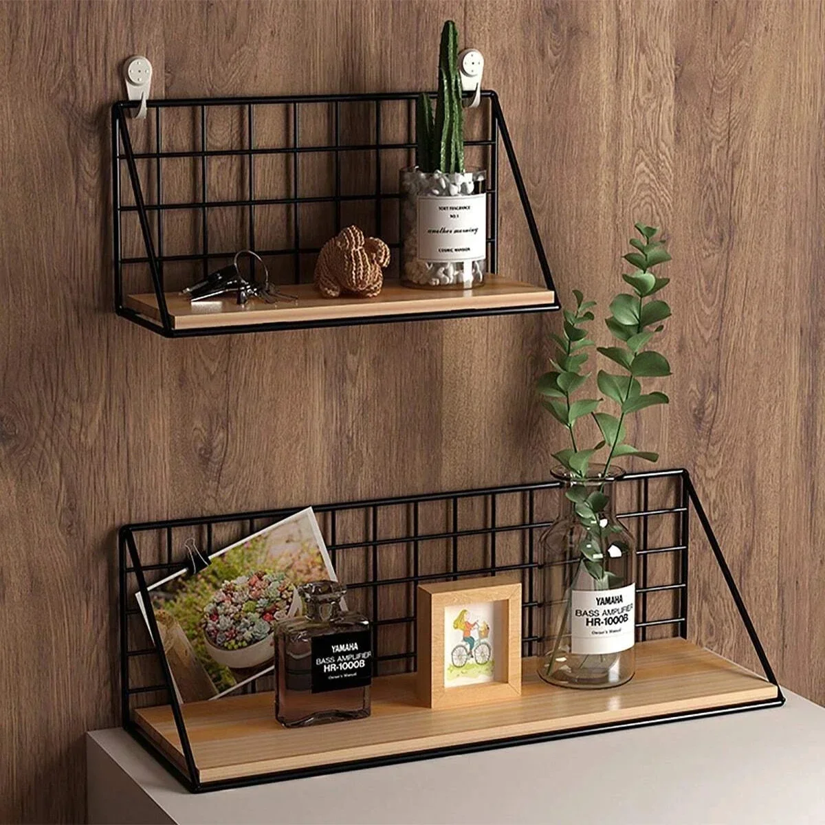 Wall-Mounted-Shelves-Without-Drilling-Wood-Hanging-Shelf-For-Living ...