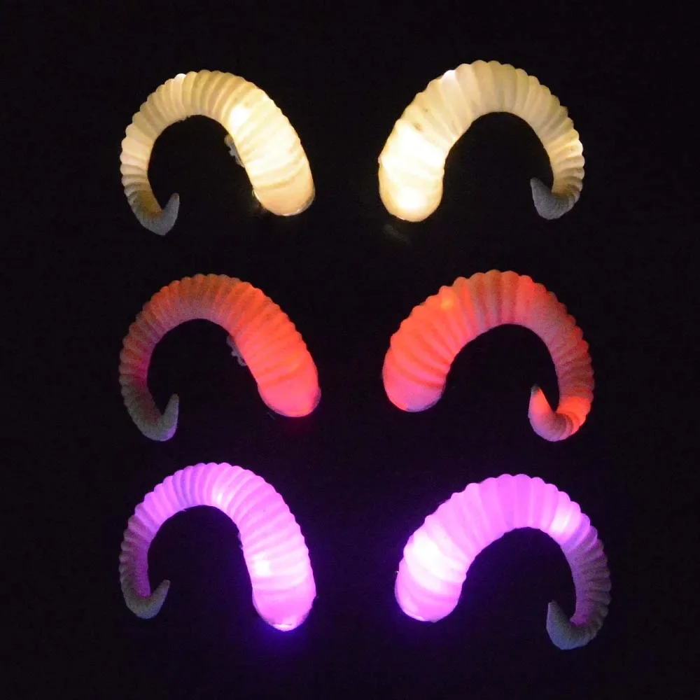 Adult-Kids-Goat-LED-Glow-Light-Sheep-Horn-DIY-Blinking-Hair-Clip-Gothic ...