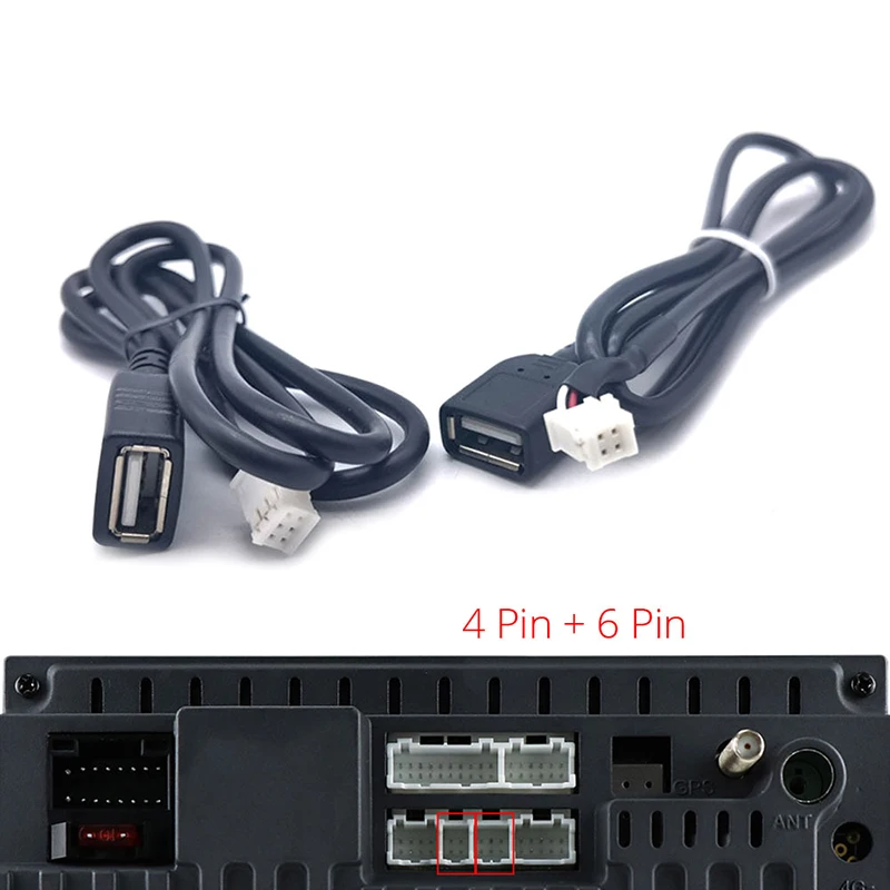 75cm Car USB Cable Adapters 4Pin And 6Pin For Android Car Radio Stereo ...