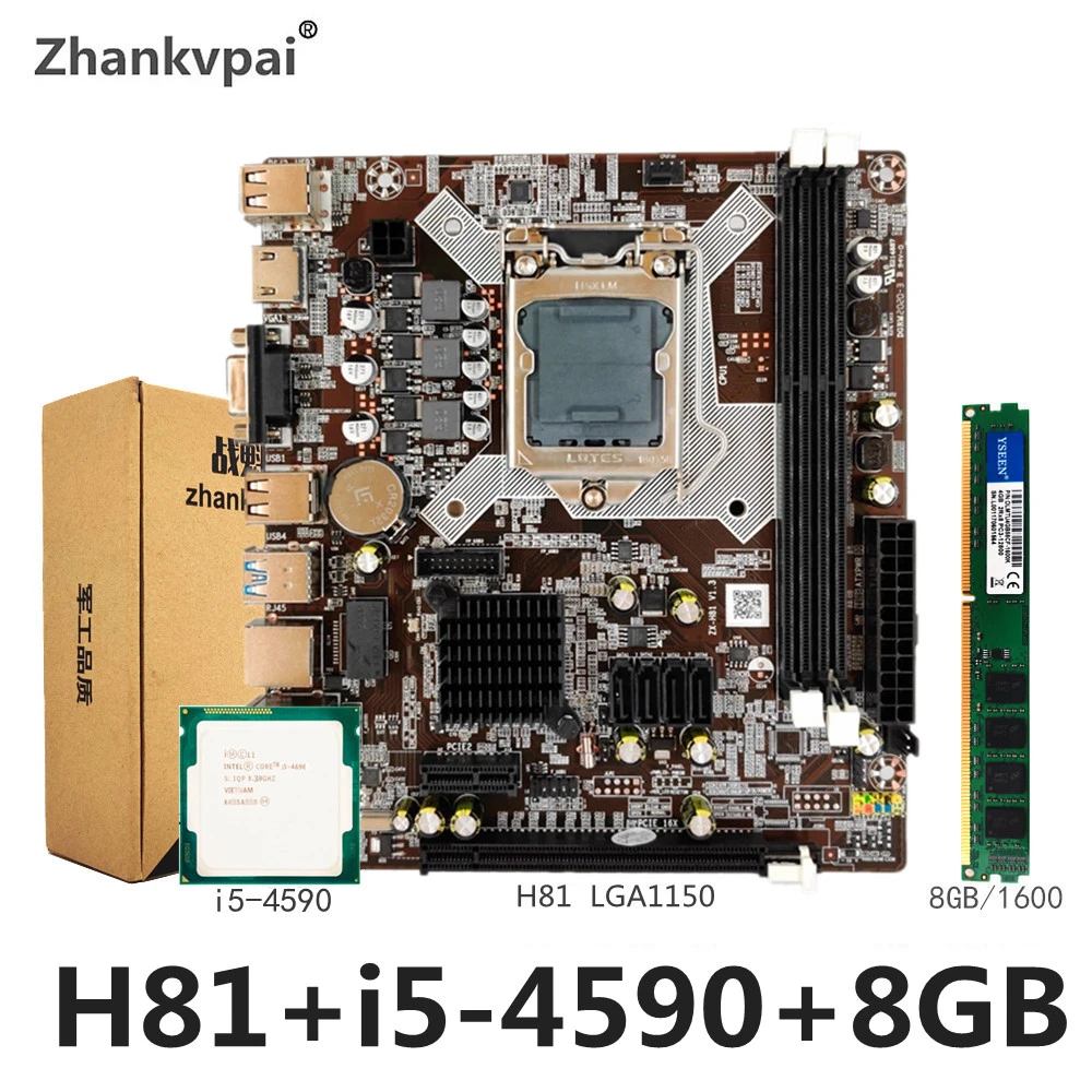 H81 Lga 1150 Motherboard Set With Intel Cori5-4590 Cpu 1pcs*8gb 1600mhz ...