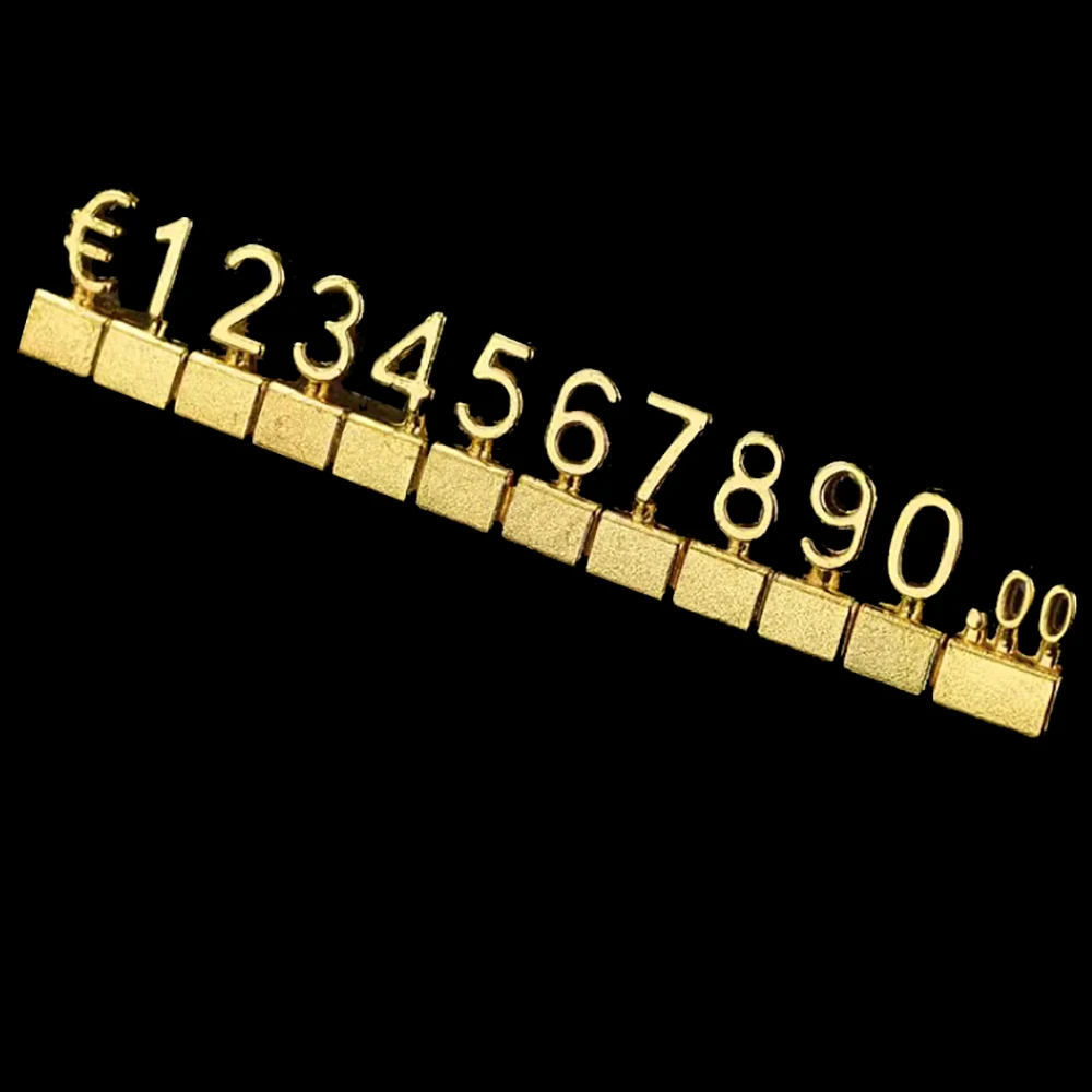 10Sets-Gold-Metal-Price-Tag-Adjustable-Number-Dollar-Euro-Currency ...