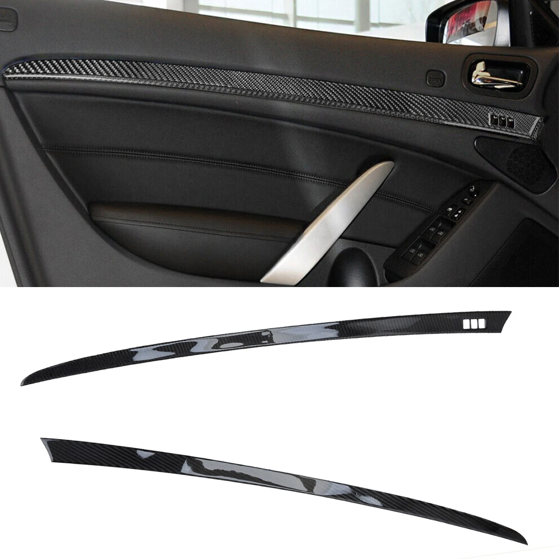 1 Pair Car Front Left&Right Door Panel Decorative Cover Trim Carbon ...