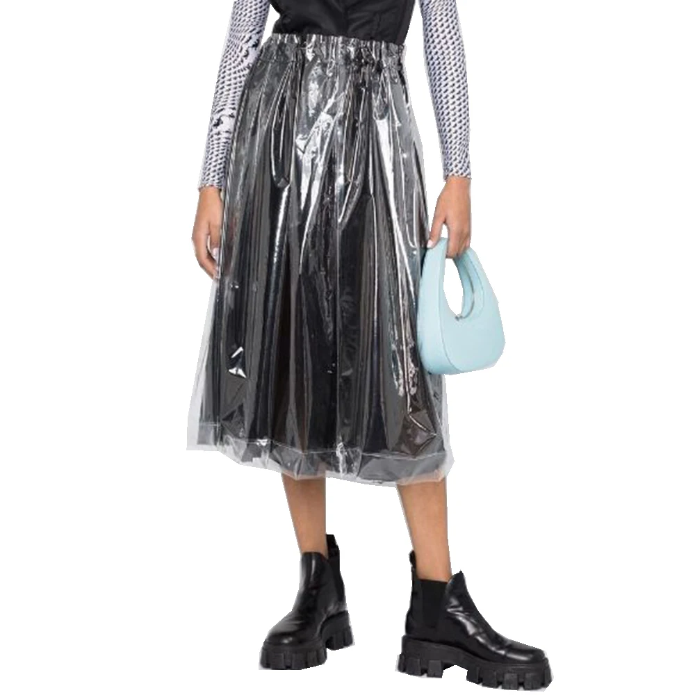 Sexy Transparent High Waist Long Skirt, Transparent Plastic, PVC ...