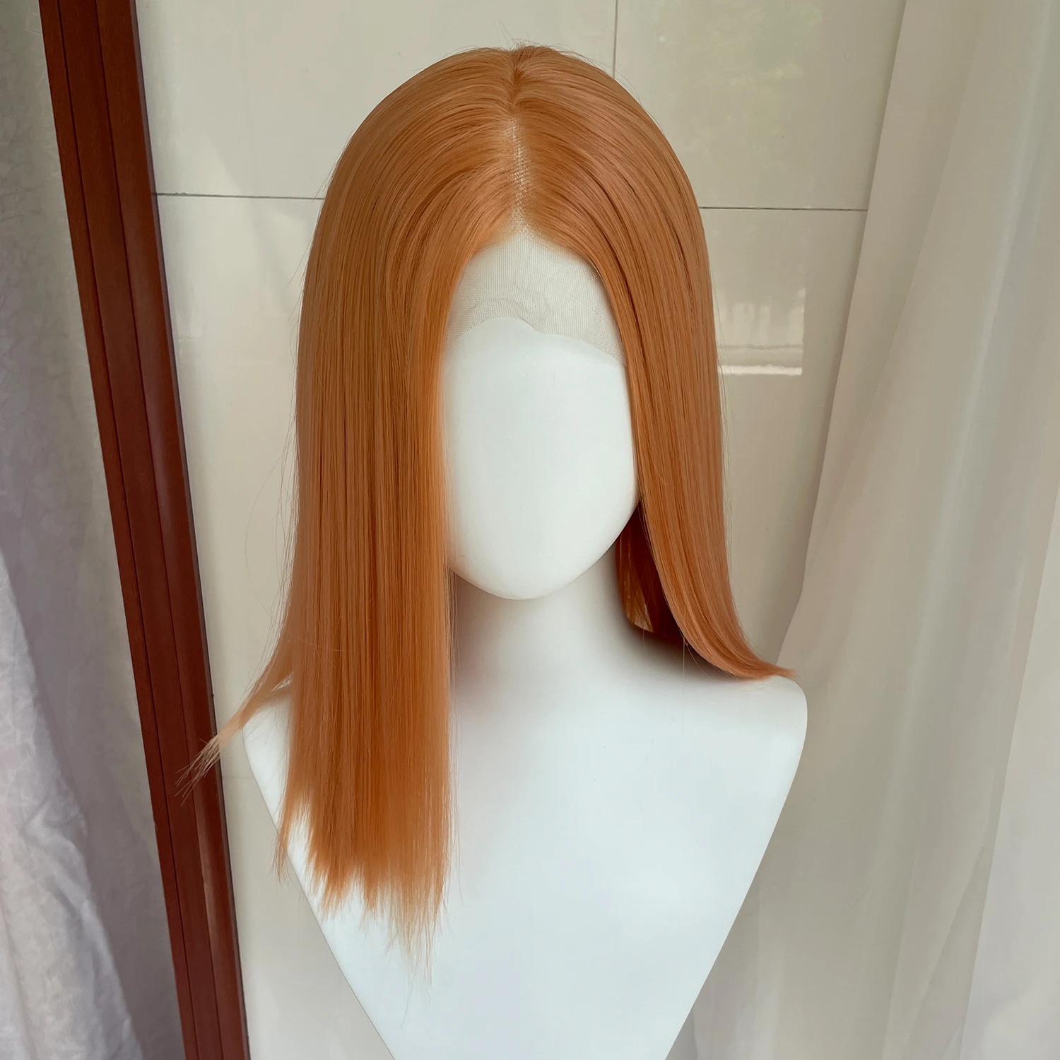 Light Orange Shoulder Length 13x4 Synthetic Lace Front Wigs Women ...