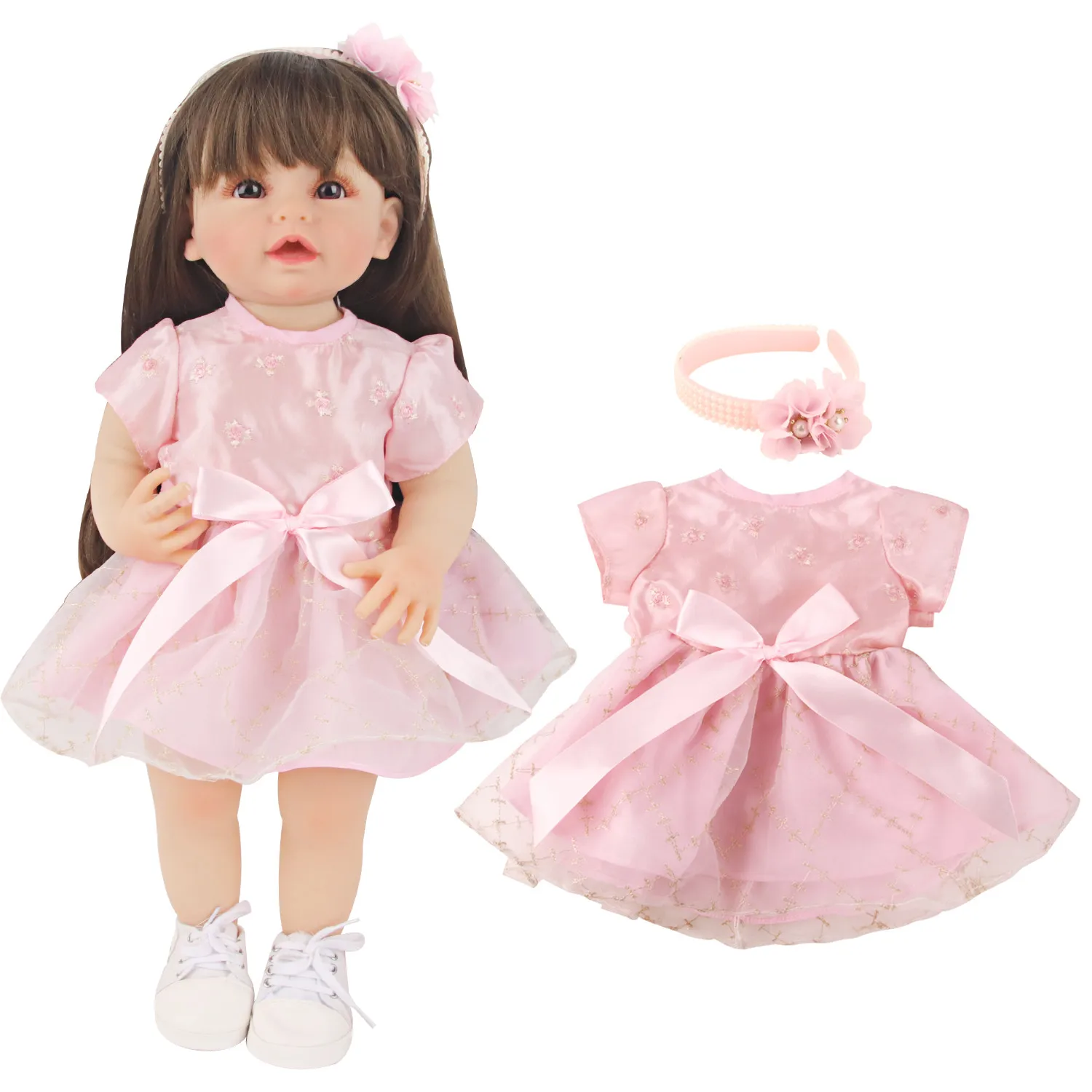 Cute-Pink-Princess-Doll-Dress-Set-For-22-Inches-Reborn-Girl-Doll-Skirt ...