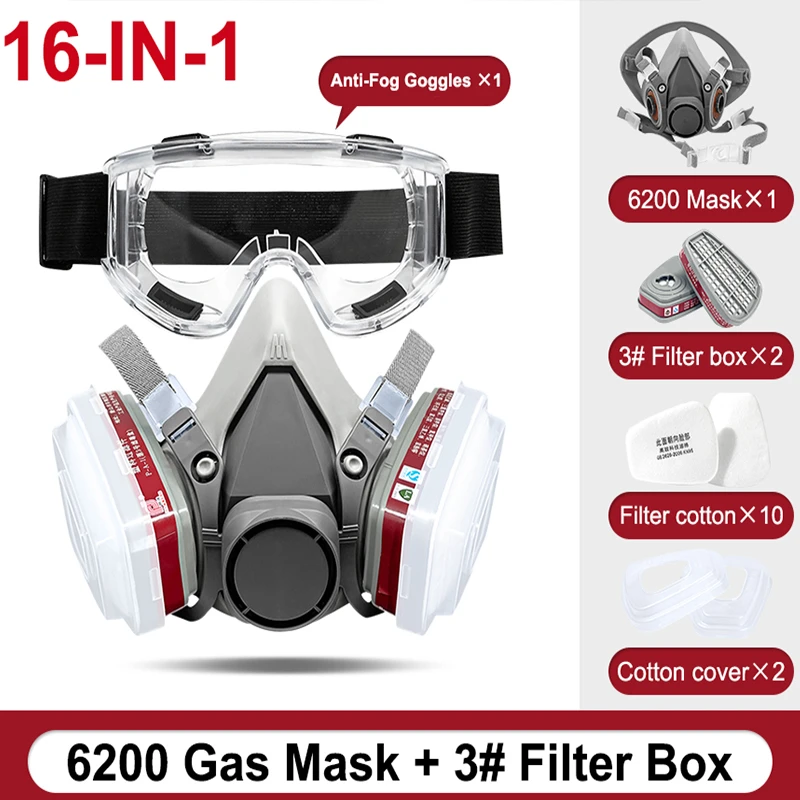 6200 Half Face Dust Gas Mask Respirator For Industrial Paint Spray ...