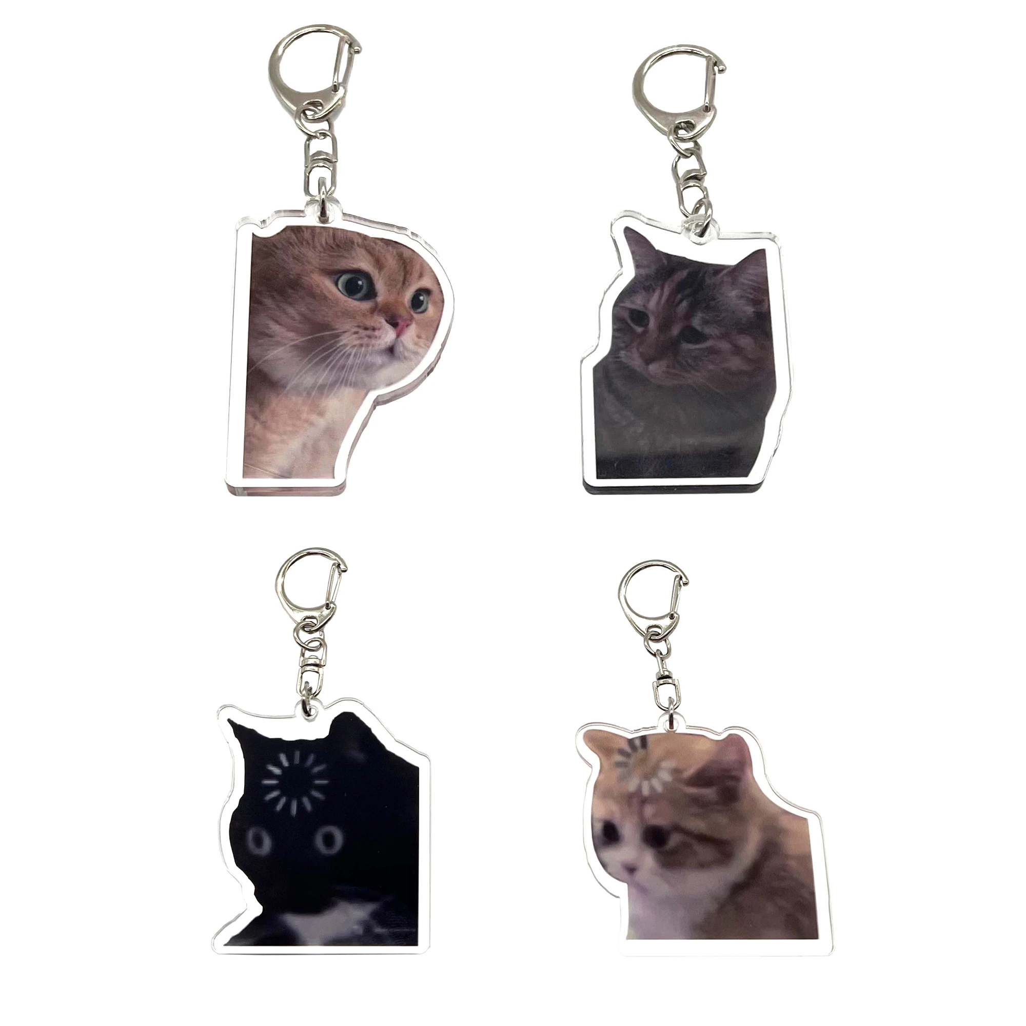 Acrylic kawaii cat expression pack keychain talking meme cat work roast ...