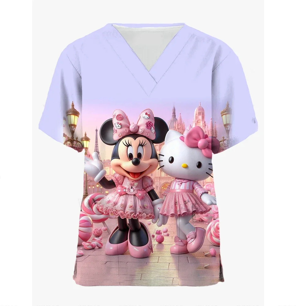 Disney-Mickey-Mouse-Nurse-Uniform-Women-Minnie-Print-Medical-Scrubs ...