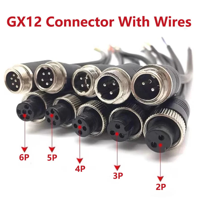 5-20-100PCS-12mm-2-3-4-5-6-Pin-Extension-Connector-Cable-GX12-Male ...