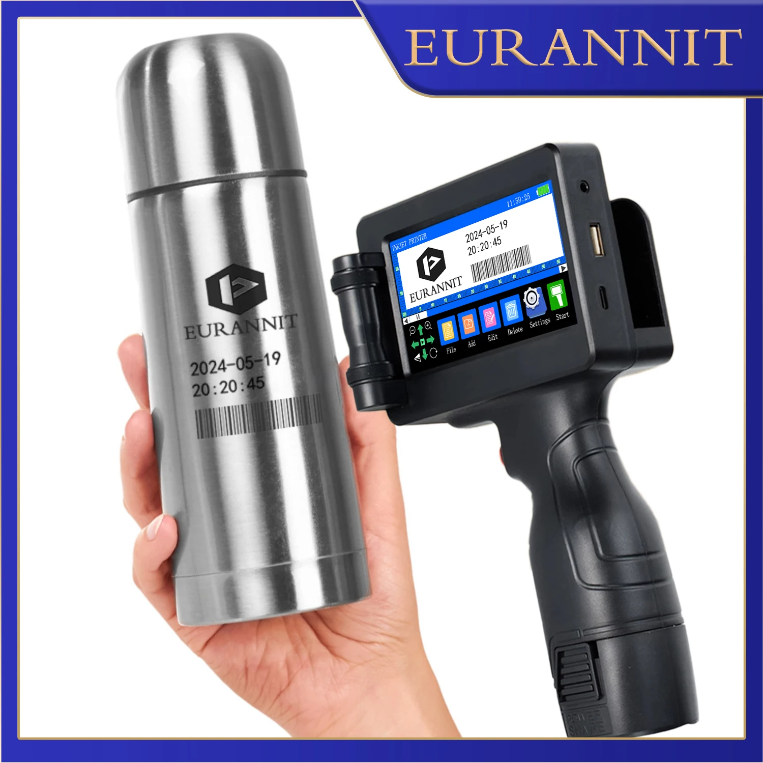EURANNIT E17 12.7mm Portable Handheld Inkjet Printer Text QR Barcode ...
