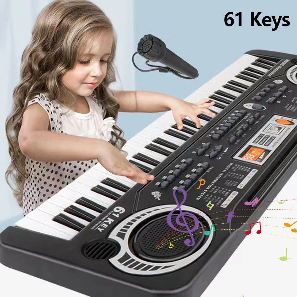 Kids-Electronic-Piano-Keyboard-Portable-61-Keys-Organ-with-Microphone ...