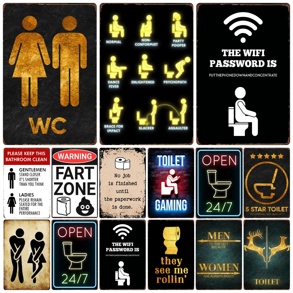 Funny-Personalized-Washroom-Metal-Tin-Signs-Vintage-Toilet-Sign-WC ...