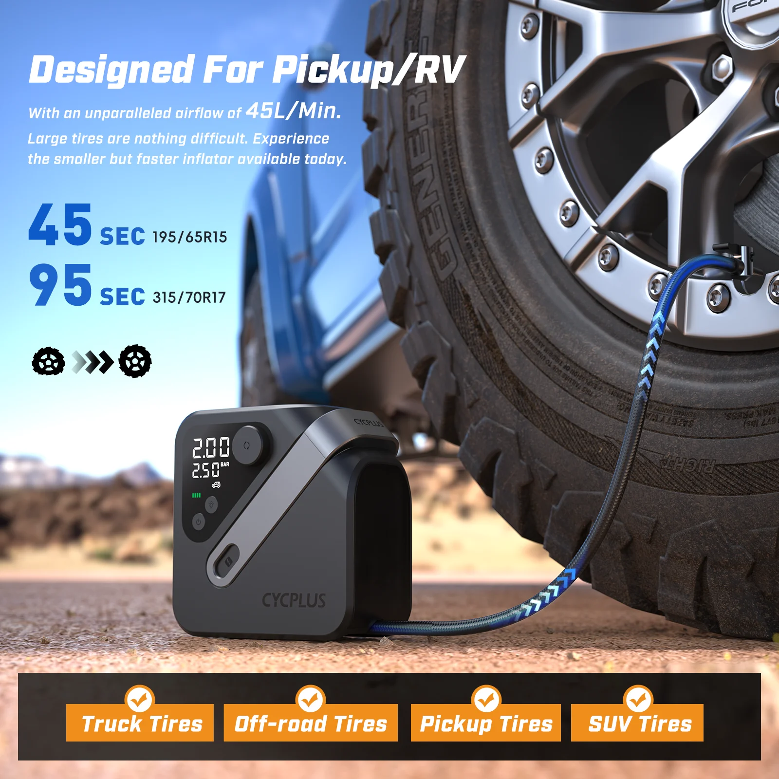 CYCPLUS AL7 Smart Tire Inflator Electric Rechargeable 100PSI LED ...
