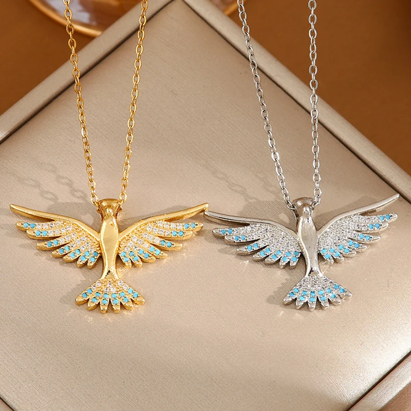 Colares-de-a-o-inoxid-vel-Phoenix-para-homens-e-mulheres-dourado-colar ...