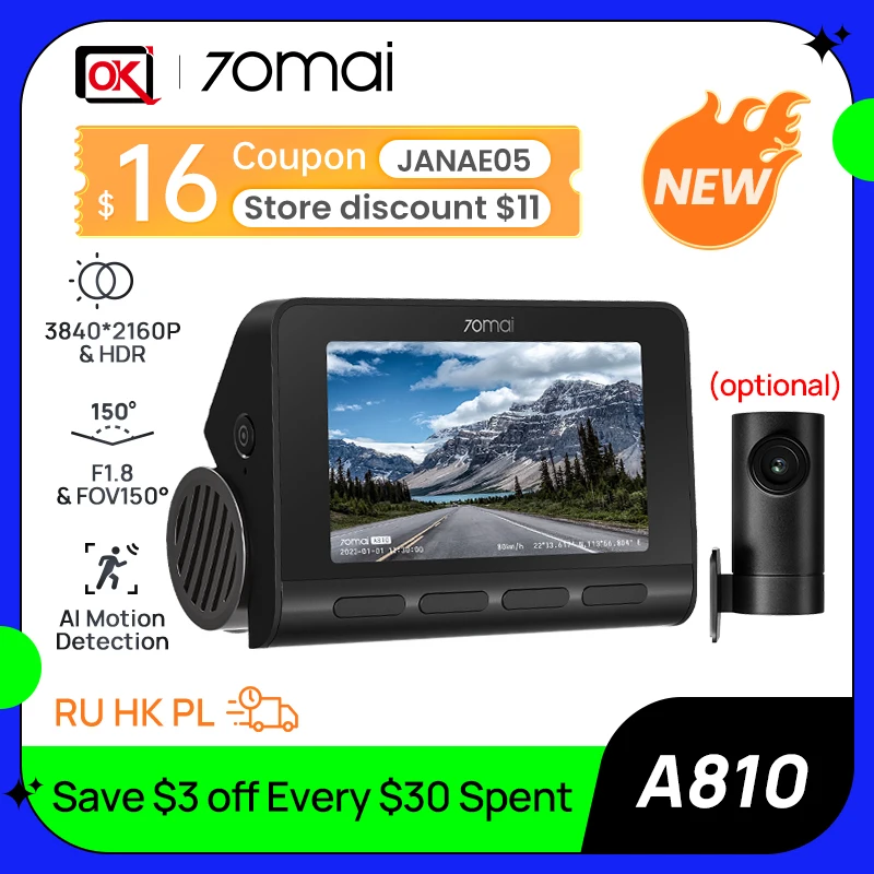 70mai-Ultra-HD-4K-Dash-Cam-A810-Global-Version-Built-in-GPS-ADAS-150 ...