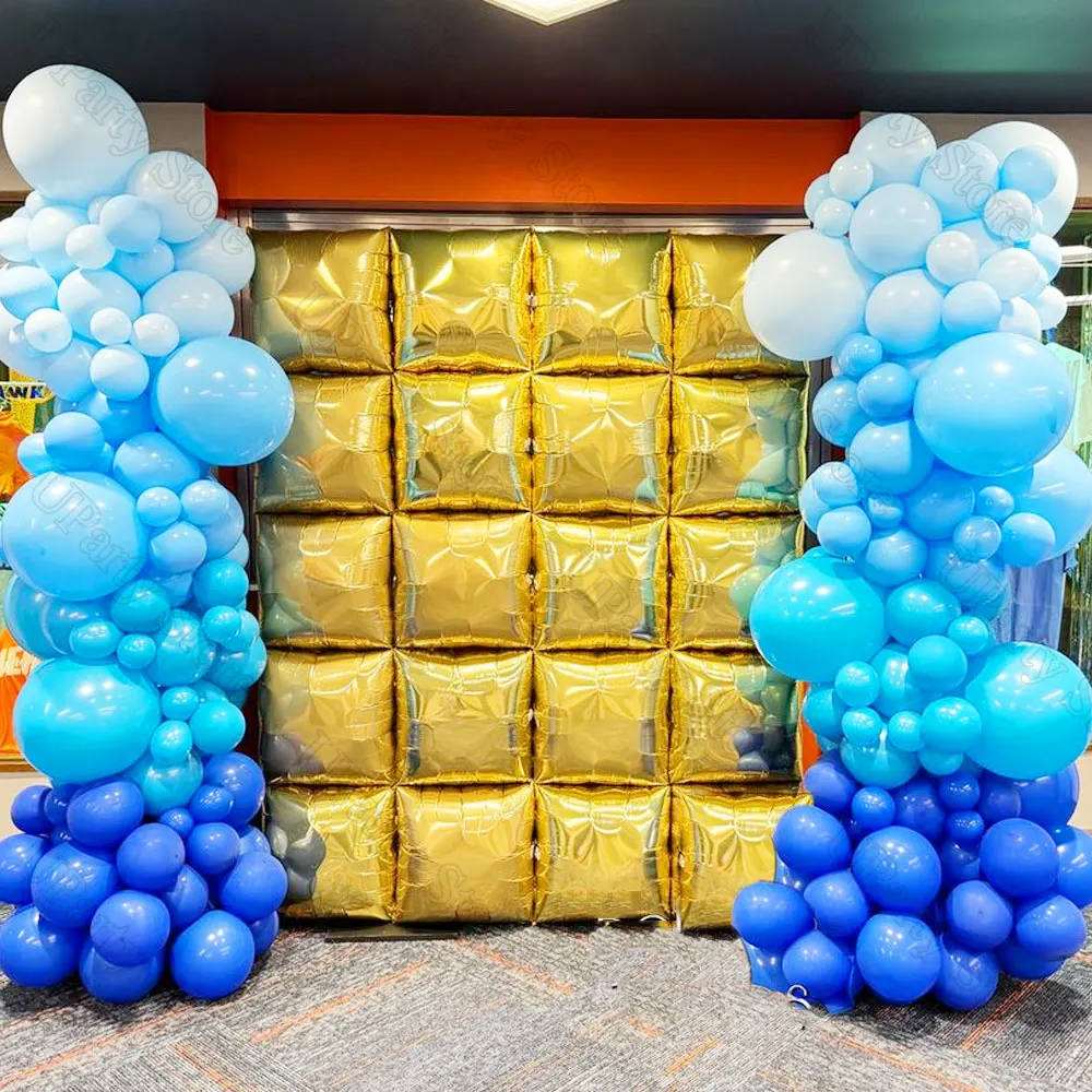 7.7FT Gold Foil Balloons Wall Metel Gold Silver Large Square Foil ...
