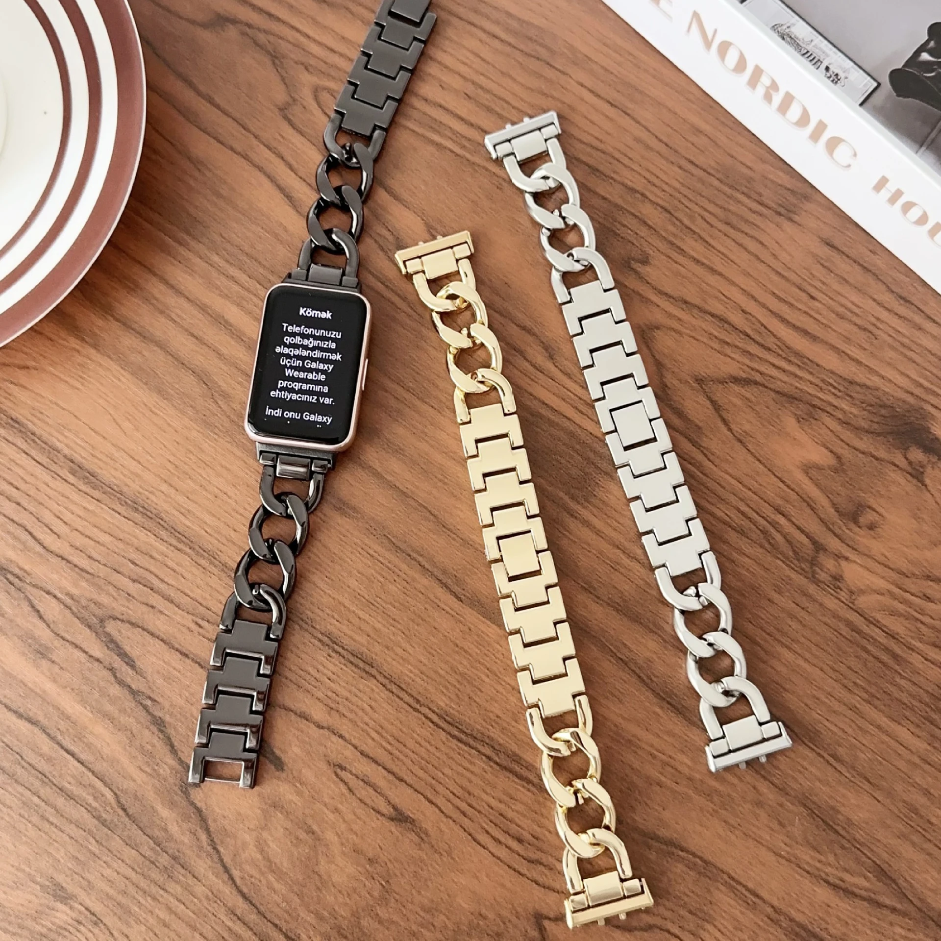 Cuban Link Strap for Samsung Galaxy Fit 3 Stainless Steel Metal Band ...