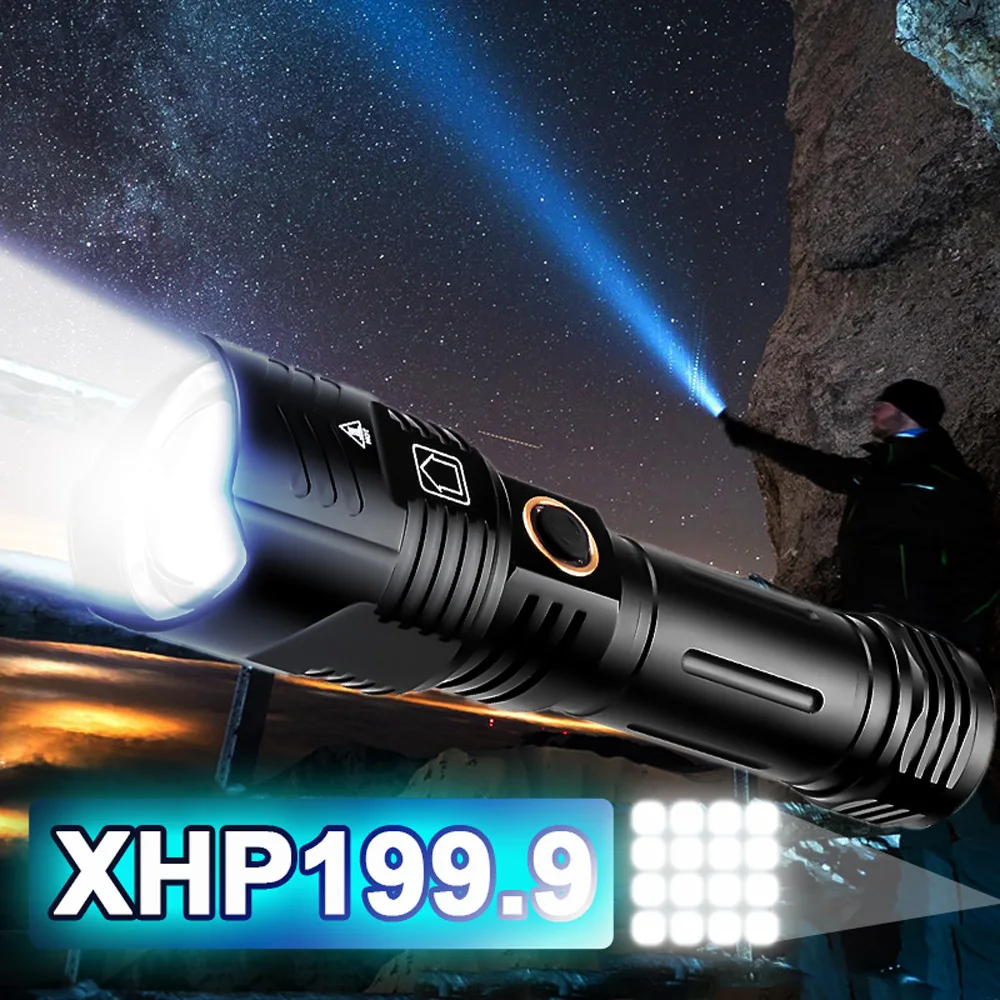 2000000-Lumens-Powerful-LED-Flashlight-5000mAH-USB-Rechargeable-XHP199 ...