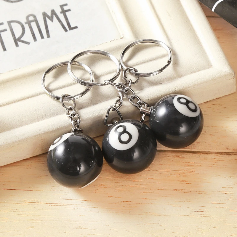 1pc Mini Billiard Keychain Snooker NO.8 Keyring Resin Simulation Ball ...