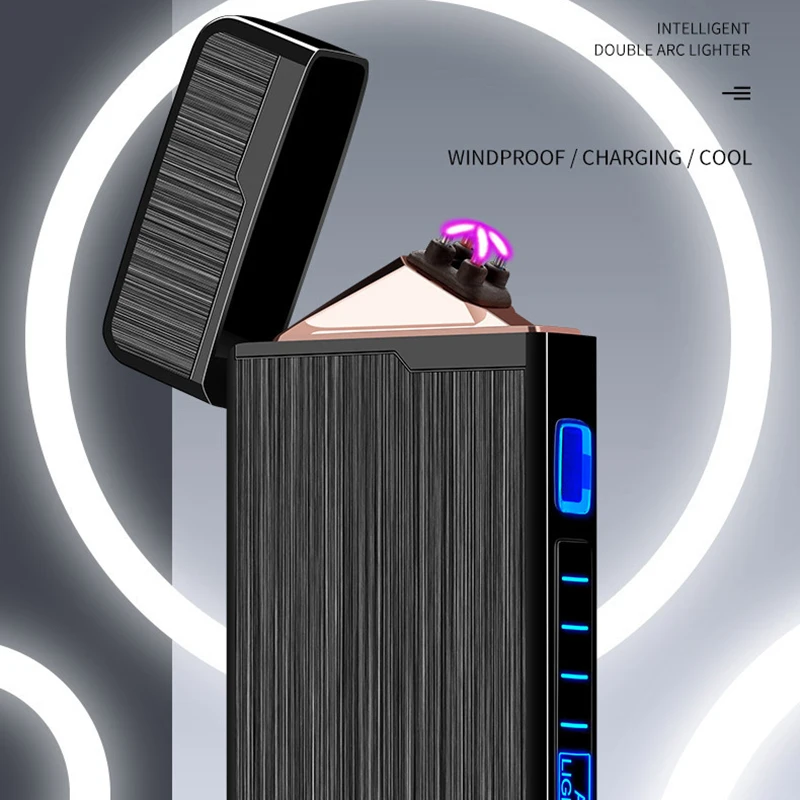 Electric Lighter Usb Rechargeable Lighter Plasma Dual Arc Windproof ...