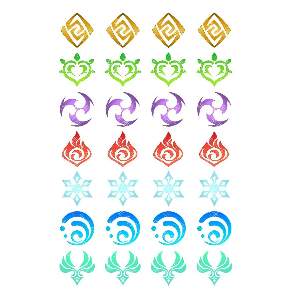 Genshin Impact Game Element Tattoo Stickers Pyro Hydro Anemo Electro ...