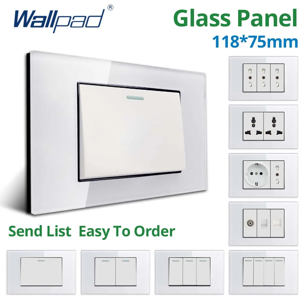 Wallpad-White-Tempered-Glass-Panel-Wall-Light-Switch-EU-UK-Italian ...