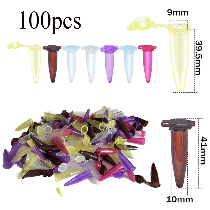 100pcs-1-5ml-Lab-Mini-Plastic-Test-Tube-Centrifuge-Vial-Snap-Cap ...