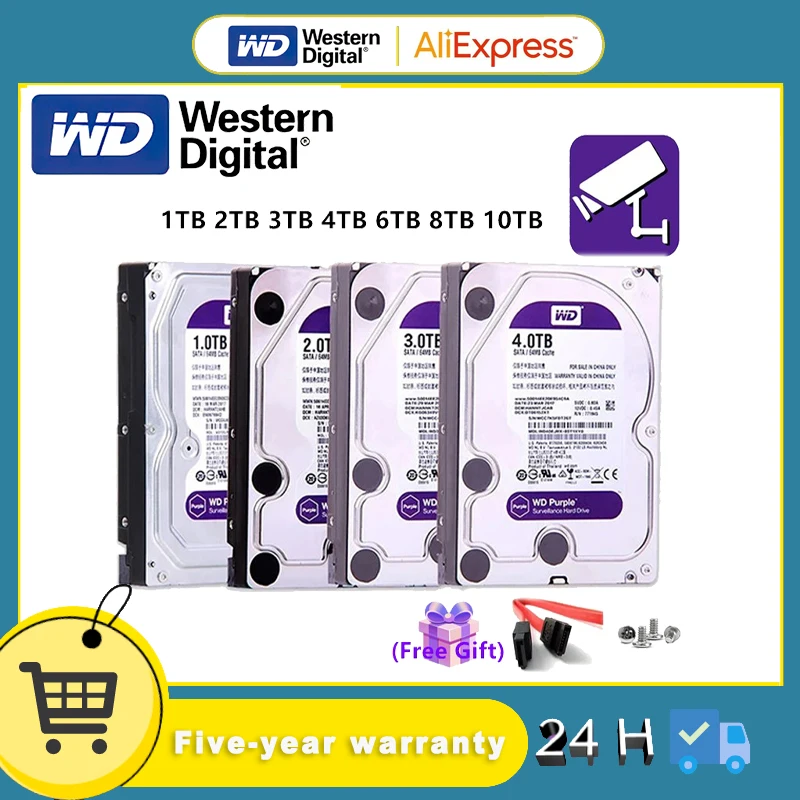 WD Purple 4TB 6TB 3TB Surveillance HDD 64M Cache SATAIII 6.0Gb/s 3.5 ...