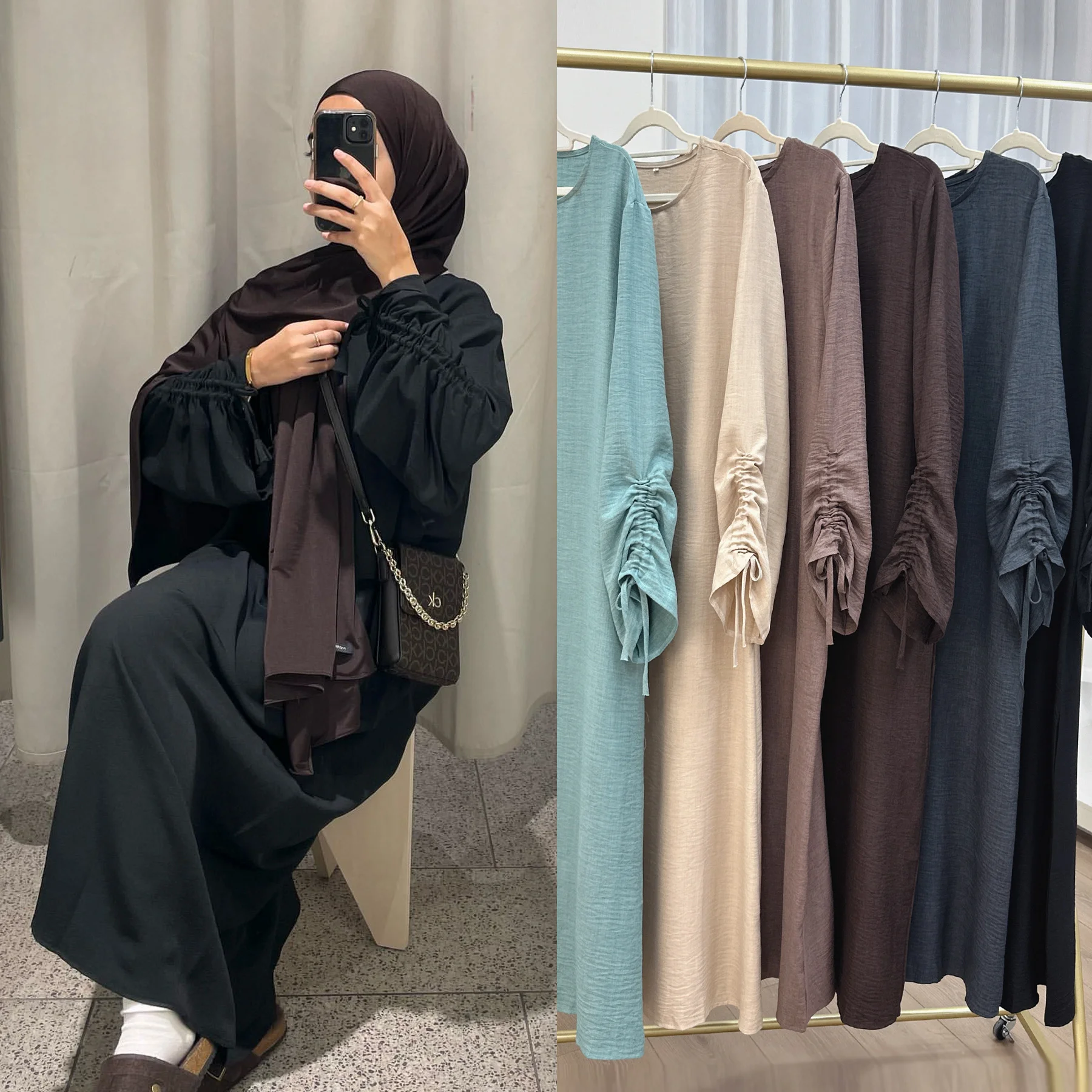 Kaftan Robe Femme Musulmane Black abaya women Ramadan Niqab Khimar ...