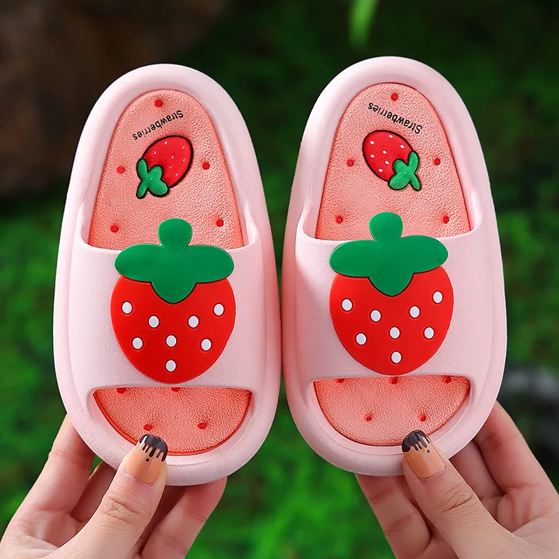 Girls-Cute-Slippers-Kids-Fruit-Strawberry-Home-Slippers-Non-Slip-Indoor ...