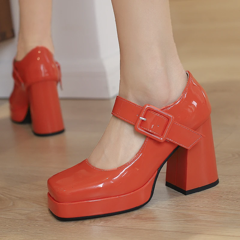 Sexy High Heels Pumps Lady Mary Janes Shoe Large Size 45 Patent Black ...