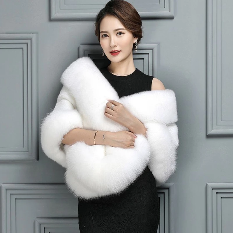 Chal-de-piel-con-cuello-en-V-para-mujer-abrigo-corto-sin-mangas-grueso ...