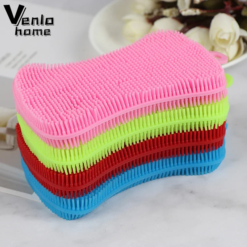 1/4Pc Silicone Dish Washing Brush Pot Pan Sponge Scrubber Silicone ...