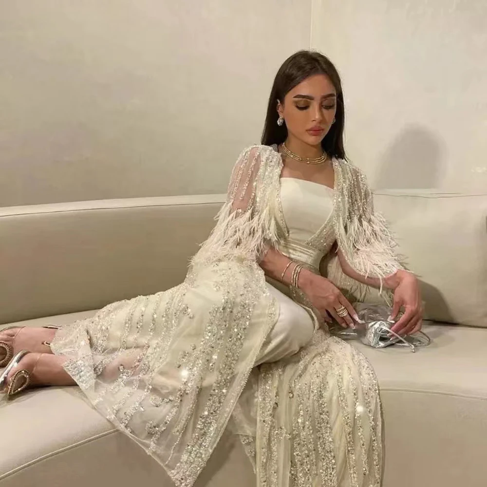 Sharon-Said-Luxury-Dubai-Feathers-Sage-Green-Kftan-Evening-Dresses-for ...