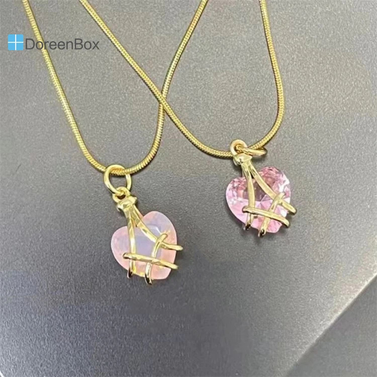 1pc-Sweet-Heart-Pendant-Necklace-Colorful-Rhinestone-Castle-Lucky ...