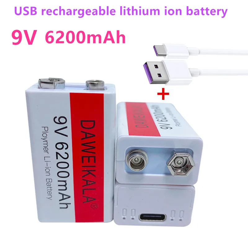 100-Original-9V-USB-rechargeable-Li-Ion-battery-9V-6-2Ah-is-suitable ...