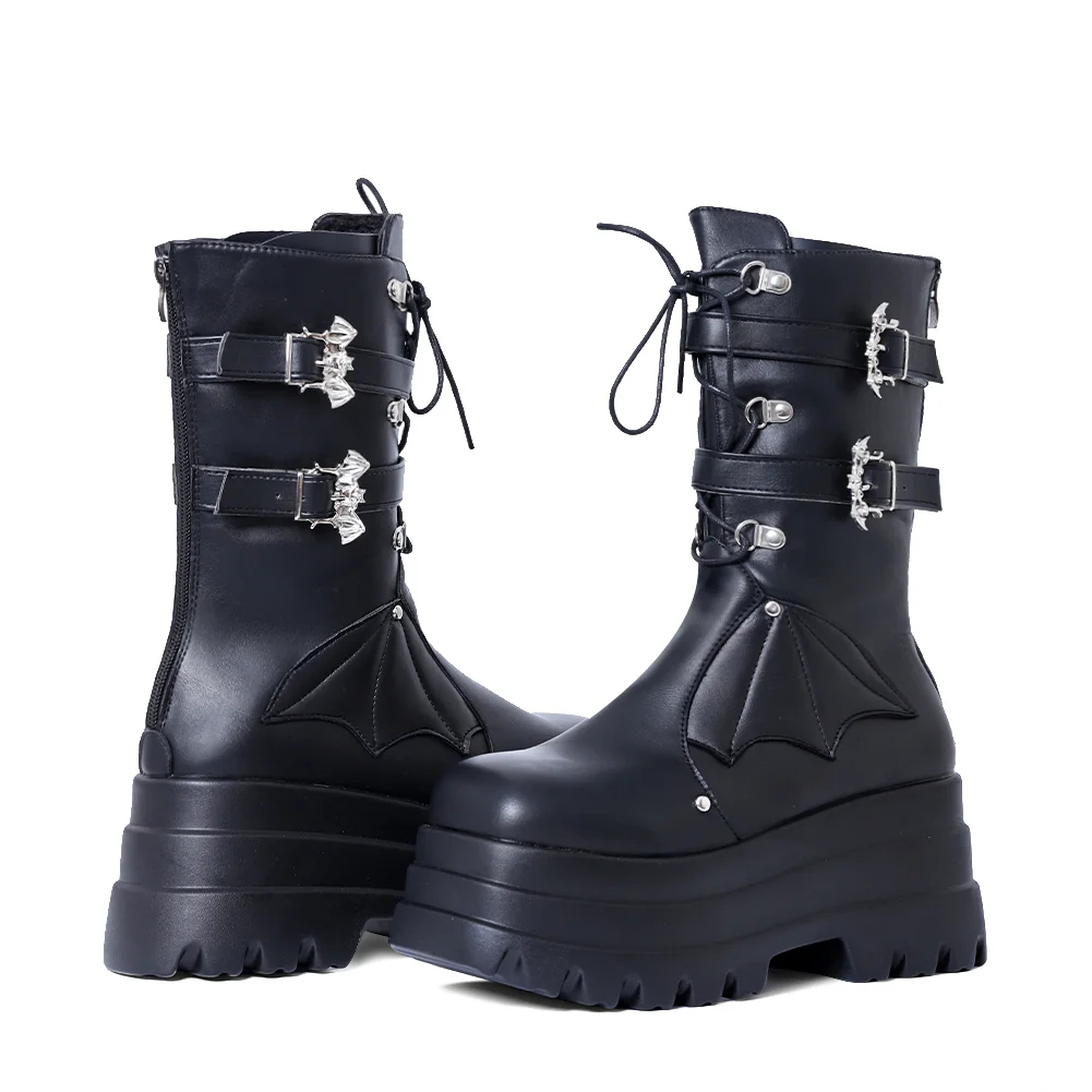 Addams-Botas-g-ticas-de-plataforma-gruesa-con-cremallera-para-mujer ...