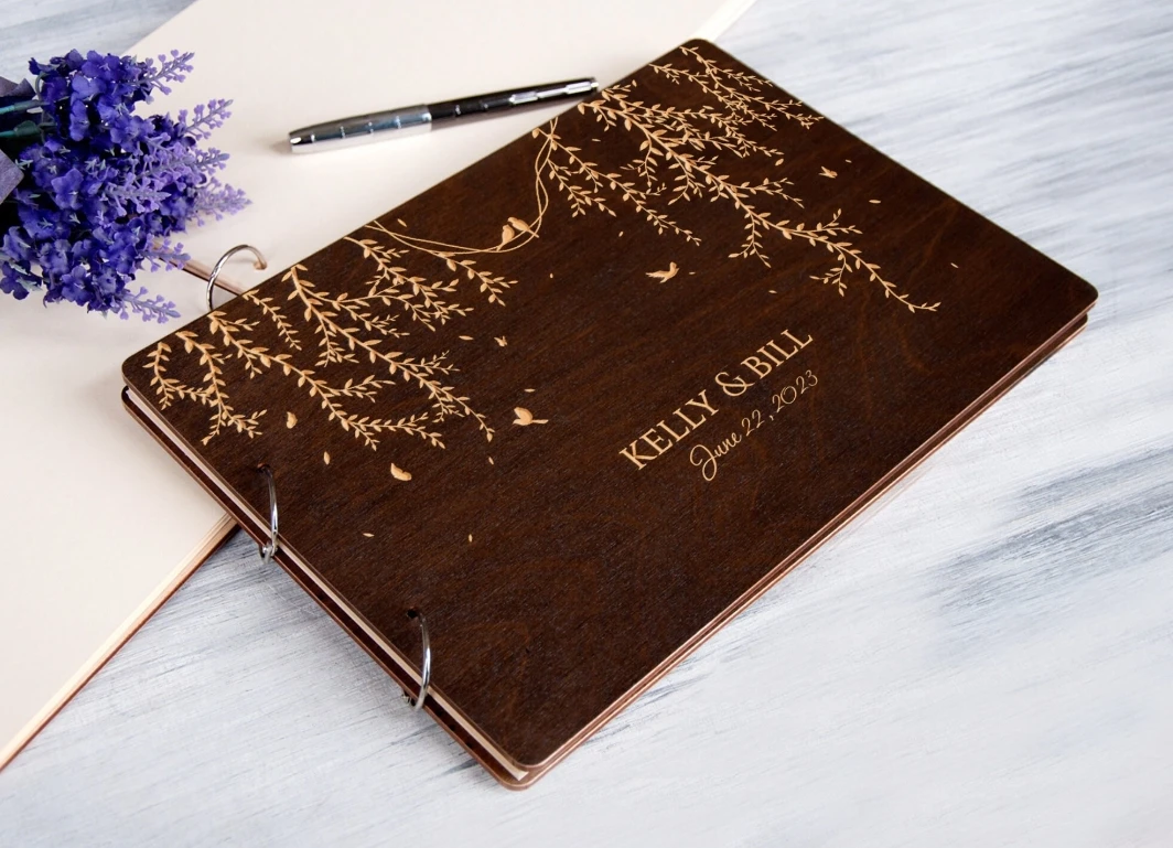 Wedding-Guestbook-Personalized-Wedding-Album-Engraved-Wooden-Guest-Book ...