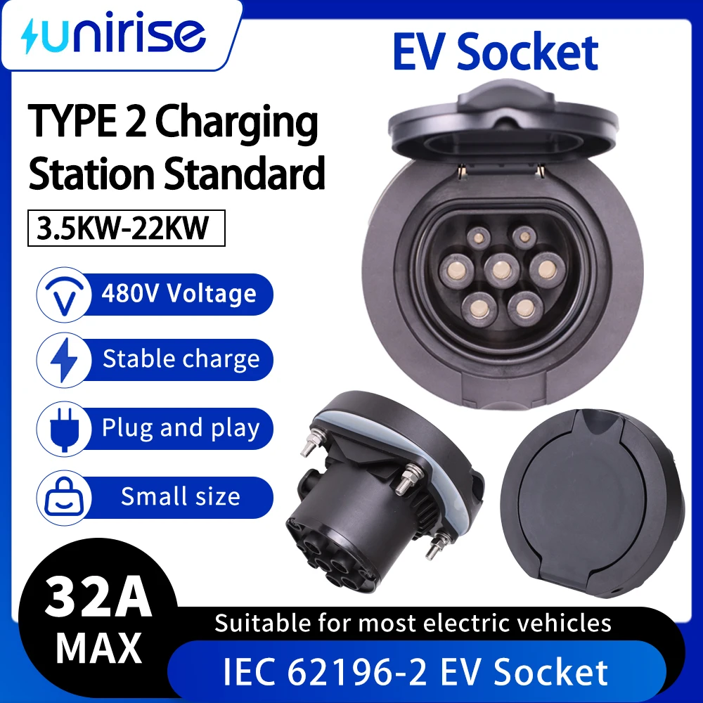 3.5KW 22kW Type2 Female socket 16A 32A (1Phase/3Phase) EV IEC 62196-2 ...