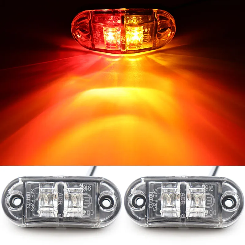 2pcs 12v 24v Led Side Marker Light Car External Light Warning Tail ...