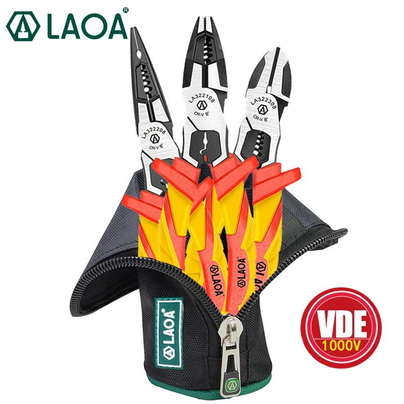 LAOA Insulated Needle Nose Pliers 1000V Wire Cutter VDE Electrical Wire Stripper Terminal ...