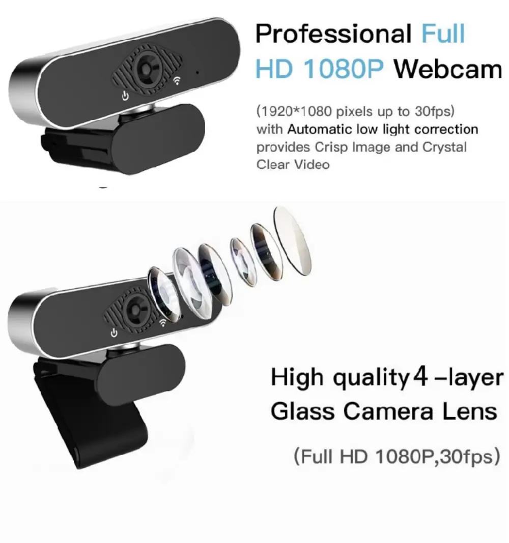 Webcam 1080P USB Camera Ultra Wide Angle Auto Focus with Built-in ...