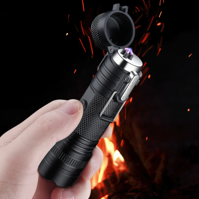 Multifunctional-Outdoor-Flashlight-Cigarette-Lighter-Sealed-Waterproof-USB-Rechargeable-Dual-Arc ...