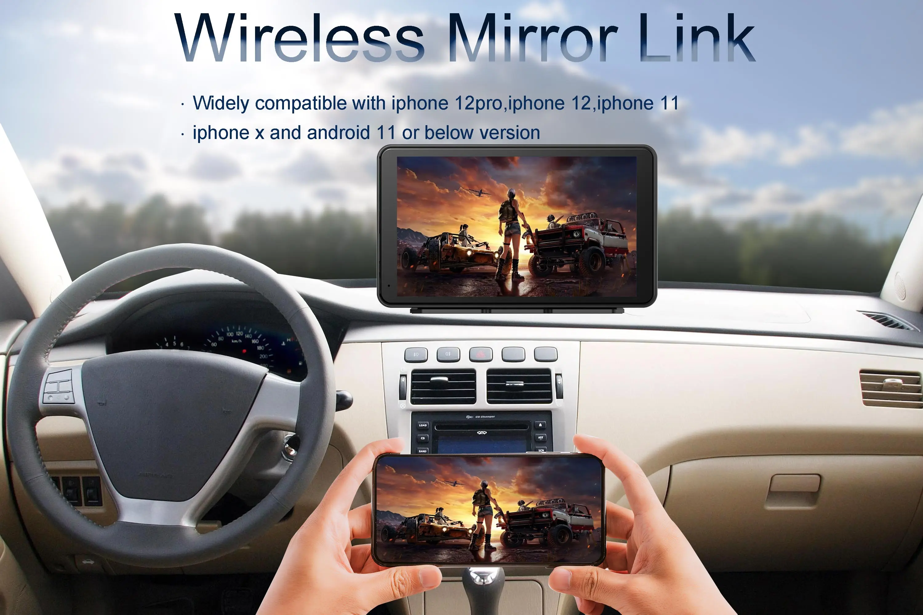 Generic Universal 7 Inch Smart Car Mirror Video Player Wireless Carplay ...