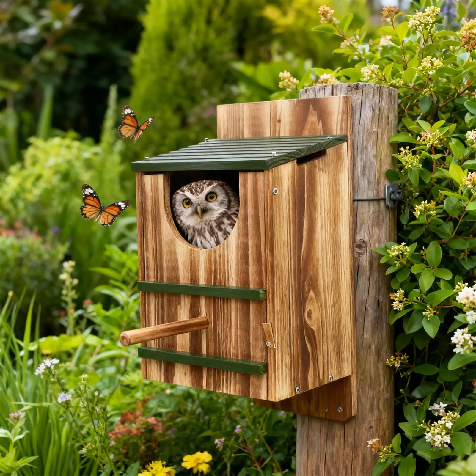 Owl Nesting Box Wooden Shelter Waterproof Carbonized Squirrel Nesting ...